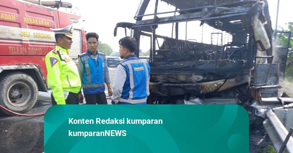 Bus Pelangi Disenggol Mobil di Tol Medan-Kualanamu, Tabrak Gadril, Terbakar | kumparan.com